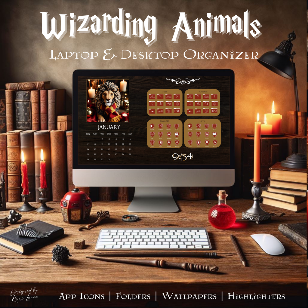 WIZARDING ANIMALS Desktop & Laptop Wallpaper Organizer 2025-2026 with – Kamilarae | Digital ...